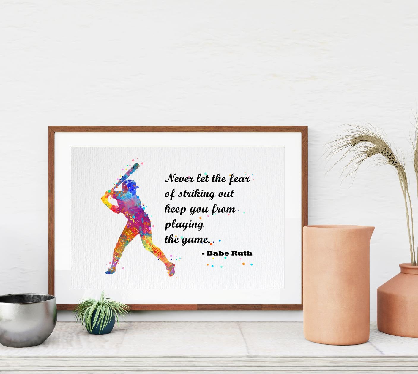 Dignovel Studios 8X10 Unframed Baseball Practice Never Let the Fear of Striking Out Quotes Watercolor Art Print Inspirational Wall Art Housewarming Office Home Decor DN554