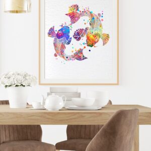 Dignovel Studios 8X10 Unframed Koi Fish Lotus Meditation Yin Yang Japanese Yoga Watercolor Art Print Poster Inspirational Wall Art Housewarming Office Home Decor DN550