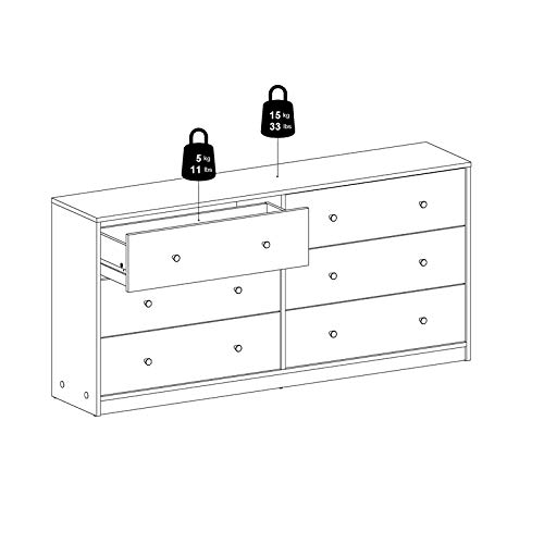 Tvilum Portland Contemporary 6 Drawer Double Dresser in Jackson Hickory