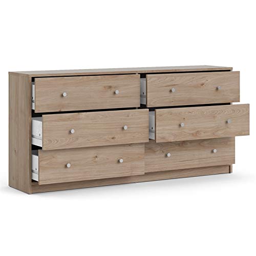 Tvilum Portland Contemporary 6 Drawer Double Dresser in Jackson Hickory