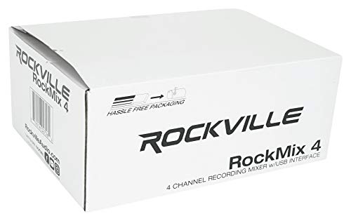 Rockville RockMix 4 Channel Mic/Instrument Pro Recording Mixer+USB Interface/EQ