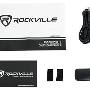 Rockville RockMix 4 Channel Mic/Instrument Pro Recording Mixer+USB Interface/EQ