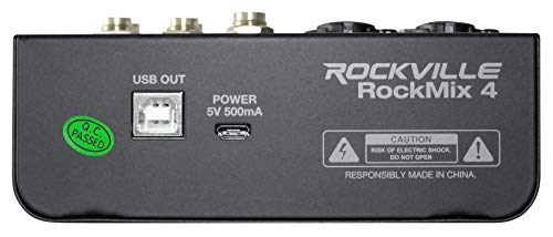 Rockville RockMix 4 Channel Mic/Instrument Pro Recording Mixer+USB Interface/EQ