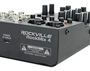 Rockville RockMix 4 Channel Mic/Instrument Pro Recording Mixer+USB Interface/EQ