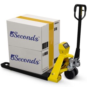 5seconds - steel pallet jack with scale, battery-powered hand lift jack tool with led display, safe moving equipment for industrial & commercial use, 48" l x 27" w x 47”h, 5000lb capacity