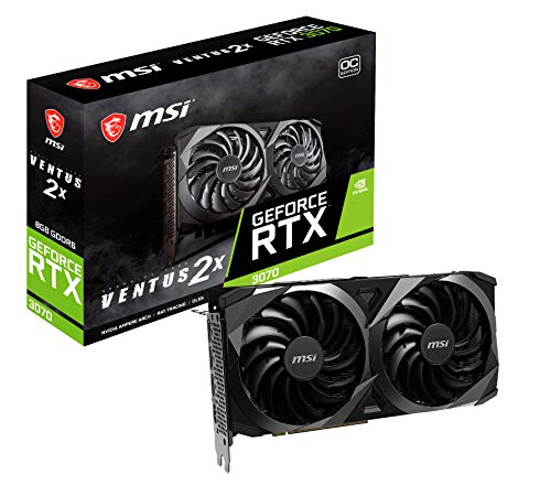 MSI Gaming GeForce RTX 3070 8GB GDRR6 256-Bit HDMI/DP TORX Fan 3.0 Ampere Architecture OC Graphics Card (RTX 3070 Ventus 2X OC), GeForce RTX 3070 Ventus 2X OC