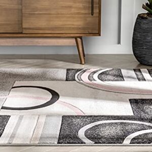 Well Woven Good Vibes Belle Blush Pink Modern Abstract Geometric 3D Textured 7'10" X 9'10" Area Rug