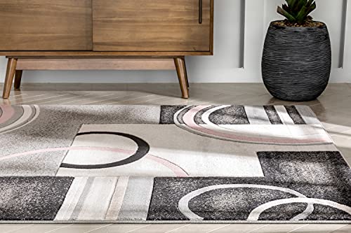 Well Woven Good Vibes Belle Blush Pink Modern Abstract Geometric 3D Textured 7'10" X 9'10" Area Rug