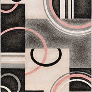 Well Woven Good Vibes Belle Blush Pink Modern Abstract Geometric 3D Textured 7'10" X 9'10" Area Rug