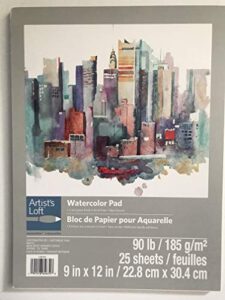 artist's loft necessities watercolor pad acid free 9" x 12" 90lb/185gsm 25 sheets