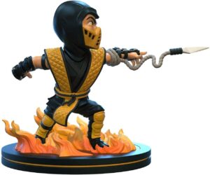 qmx quantum mechanix mortal kombat scorpion q-fig yellow 4 inches