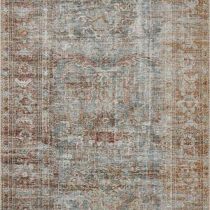 LOLOI Chris Loves Julia Jules Collection JUL-05 Lagoon/Brick 2'-6'' x 9'-6'' Runner Rug