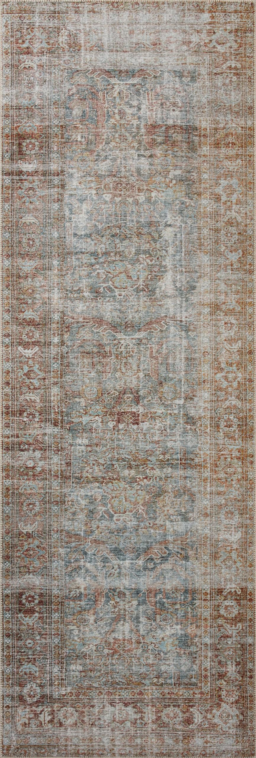 LOLOI Chris Loves Julia Jules Collection JUL-05 Lagoon/Brick 2'-6'' x 9'-6'' Runner Rug