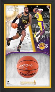 lebron james los angeles lakers framed 24" x 40" 2020 nba finals champions shadowbox with autographed basketball - limited edition of 50 - autographed basketballs