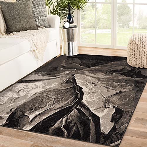 LUXE WEAVERS Lagos Collection 8050 Grey 8x10 Abstract Area Rug