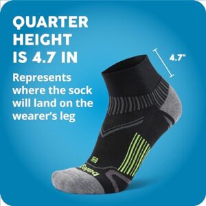 Balega Enduro Reflective Arch Support Performance Quarter Athletic Running Socks for Men and Women, Multi-neon, Medium