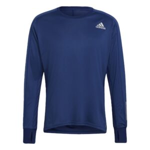 adidas men's own the run long sleeve tee, black/black, medium