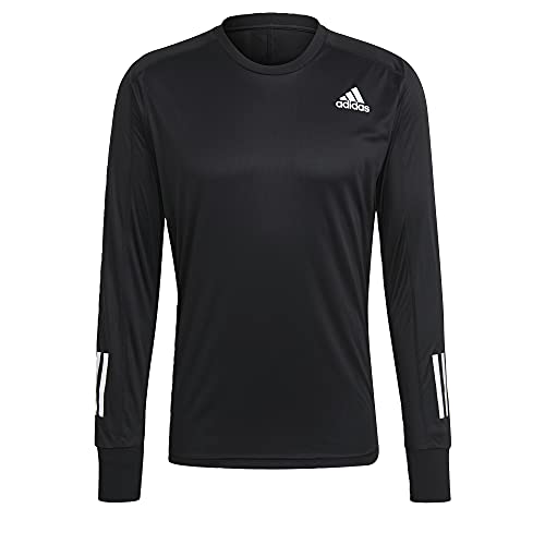 adidas Men's Own The Run Long Sleeve Tee, Black/Black, Medium