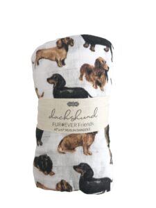 mud pie dachshund print baby swaddle blanket, 47" x 47"