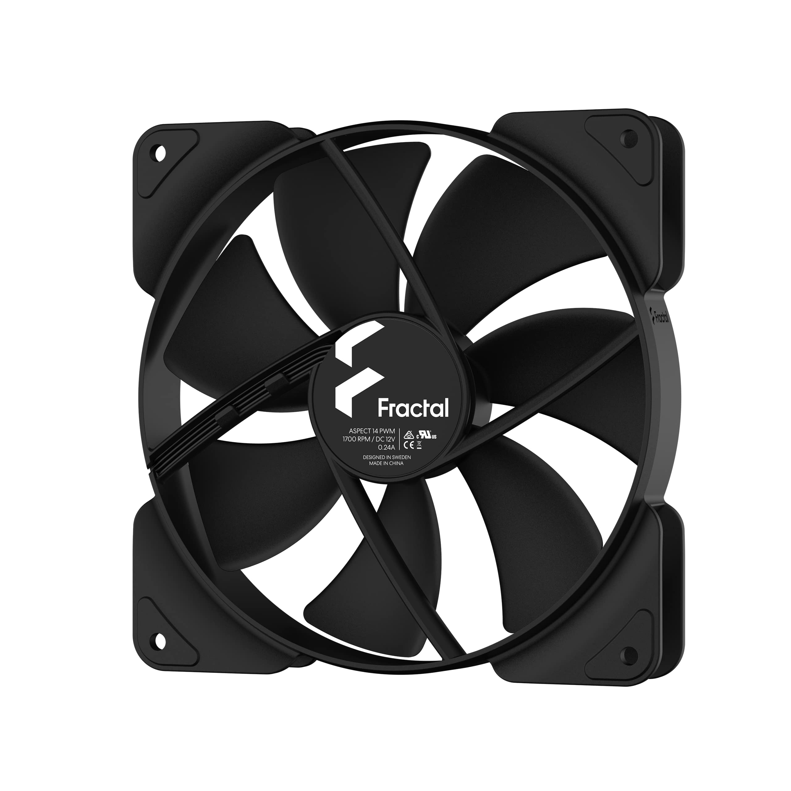 Fractal Design Aspect 14 PWM Black 140 mm Wide 500-1700 RPM Range Computer Fan