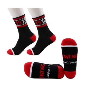 jxgzso 2 pairs sorority socks black and red socks sorority sister gift living the diva life socks sorority gift (living the diva life)