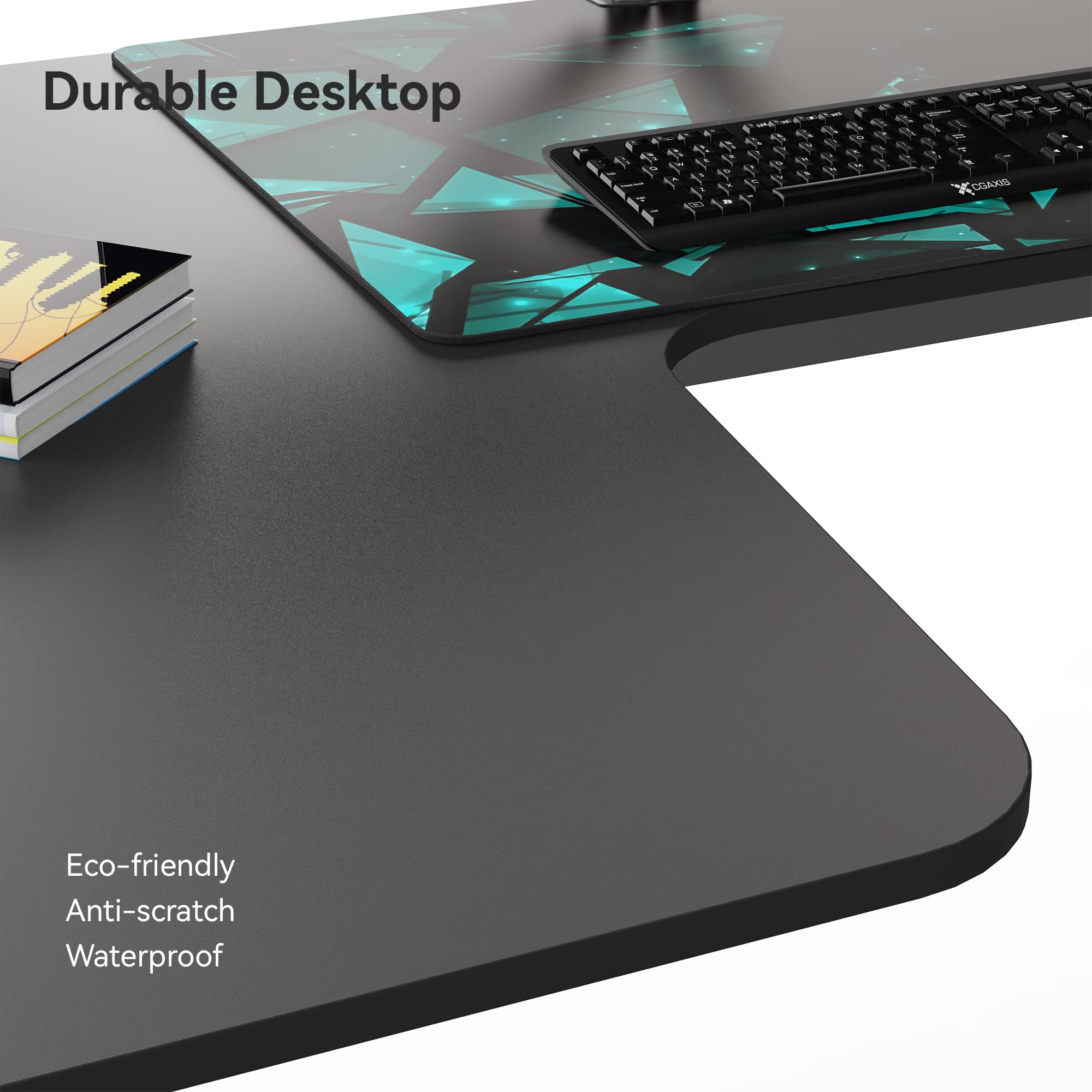 EE EUREKA ERGONOMIC 61 inch L Shaped Corner Desk,Ergonomic Gamer Table with Large Mouse Pad,Long Gaming Desk for Home Office with Adjustble Leg Pads,Right Side - Rustic Brown