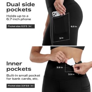 CHRLEISURE Leggings with Pockets for Women, High Waisted Tummy Control Workout Yoga Pants(3Packs 3Black, XL)