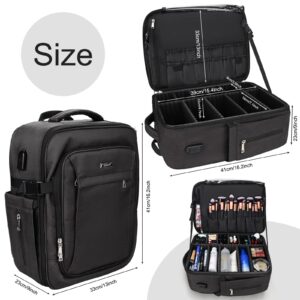 Relavel Makeup Backpack, Professional Makeup Case Extra Large Travel Train Case Makeup Bag for Women Cosmetic Organizer, Makeup Brush Storage Holder, Makeup Artist Kit, with Adjustable High Dividers