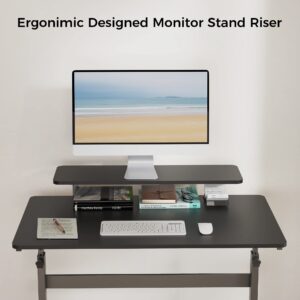 Eureka Ergonomic Height Adjustable Computer Desk, Rolling Sit Stand Desk for Home Office with Hutch, CPU Stand & Lockable Wheels, 41 inch-Black