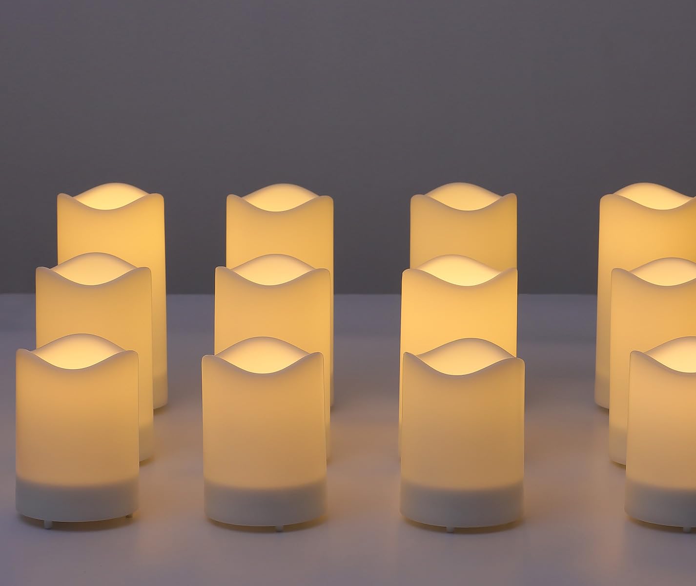 OCTMUSTARD Solar LED Candle with Waterproof Light Sensor, Dusk to Dawn on/Off Automatic Operating, 3X5 Inch Flameless White Plastic Pillar Candles with Flickering Warm White Light