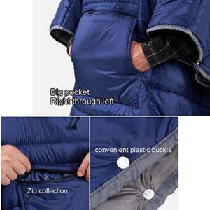 Thermal Poncho Wearable Hooded Blanket - Envelope Lightweight Camp Sleeping Bag Cloak Cape Windproof with Premium Stuff Compression Sack for Backpacking Hiking Hunting Fishing Military Outdoor Sport