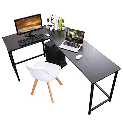 Homemark Computer Desk L Shaped Coner Desks 66.1" with Modern Simple Design and Extra Large Desk Space for Home Office and Student Writing Gaming Desktop Table (Black)