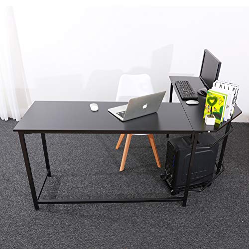 Homemark Computer Desk L Shaped Coner Desks 66.1" with Modern Simple Design and Extra Large Desk Space for Home Office and Student Writing Gaming Desktop Table (Black)