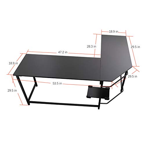 Homemark Computer Desk L Shaped Coner Desks 66.1" with Modern Simple Design and Extra Large Desk Space for Home Office and Student Writing Gaming Desktop Table (Black)