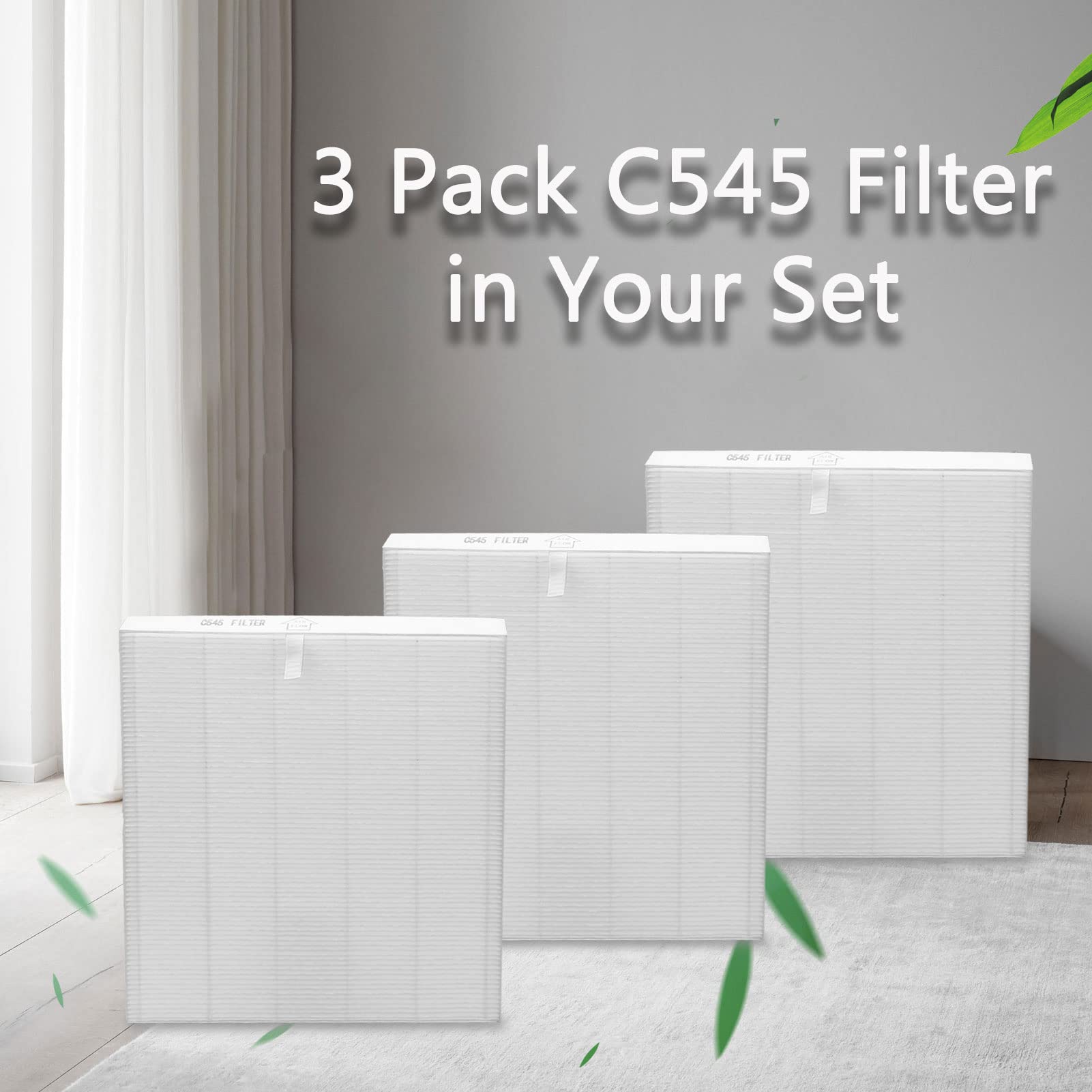 FFsign C545 Replacement Filter S Compatible with Winix C545, for Part number 1712-0096-00, 3 Pack Filter Only