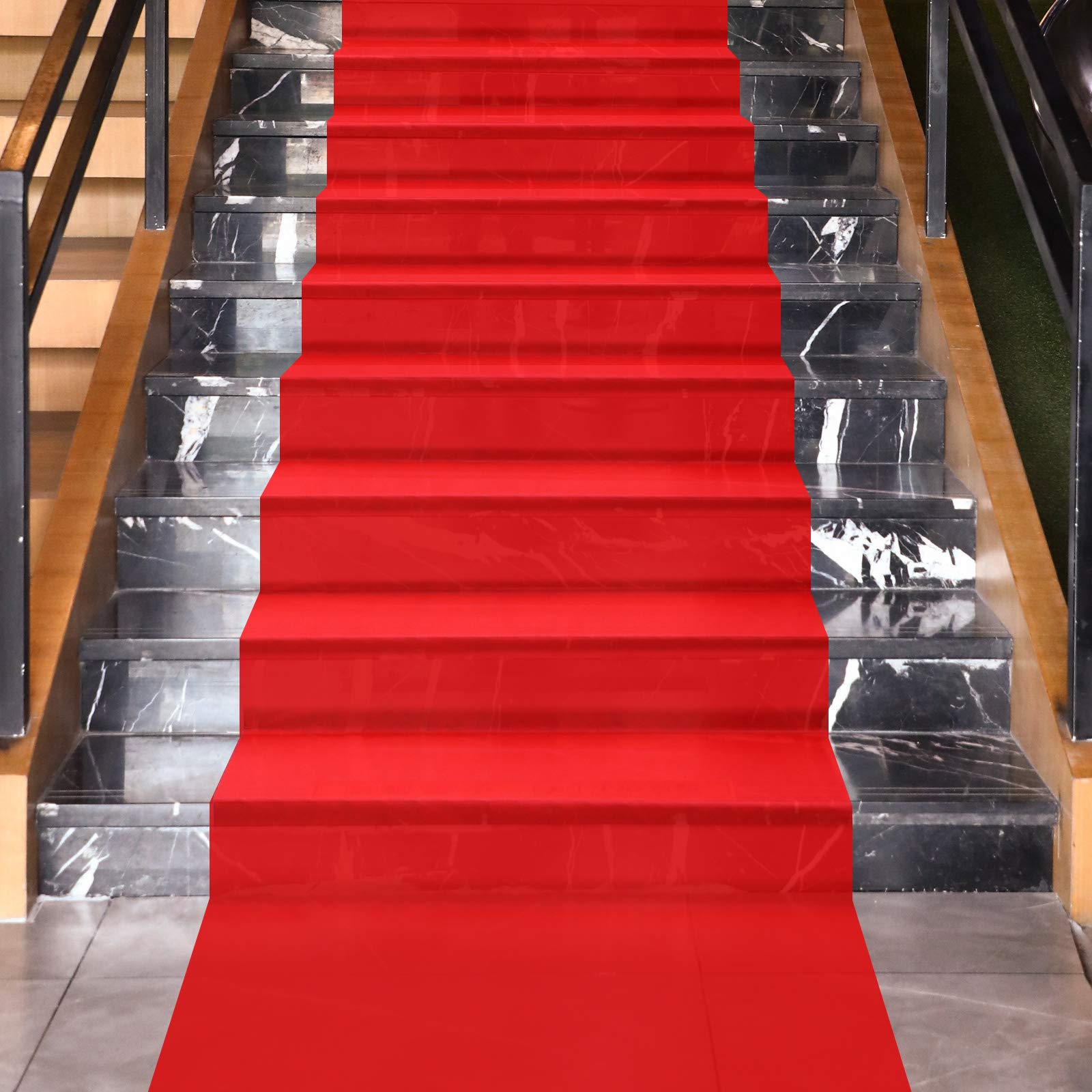 Red Carpet Runner Runway Rug 55gsm Thickness with 1 Piece Carpet Tape for Christmas Xmas Thanksgiving Outdoor Accessories, Wedding Party Hallway, (2.6 x 30 Feet)