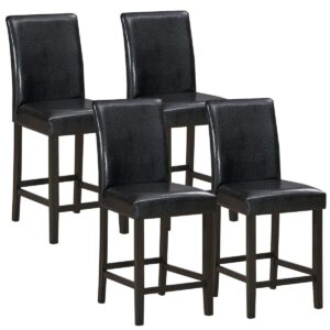 costway barstools set of 4, 25 inch wooden vintage bar chairs, counter stools w/upholstered foam cushion & solid rubber wood legs, classical indoor furniture for bistro, kitchen and coffee house (4)