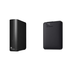 wd 12tb wd elements desktop hard drive, usb 3.0 - wdbwlg0120hbk-nesn & 2tb wd elements portable external hard drive, usb 3.0 - wdbu6y0020bbk-wesn