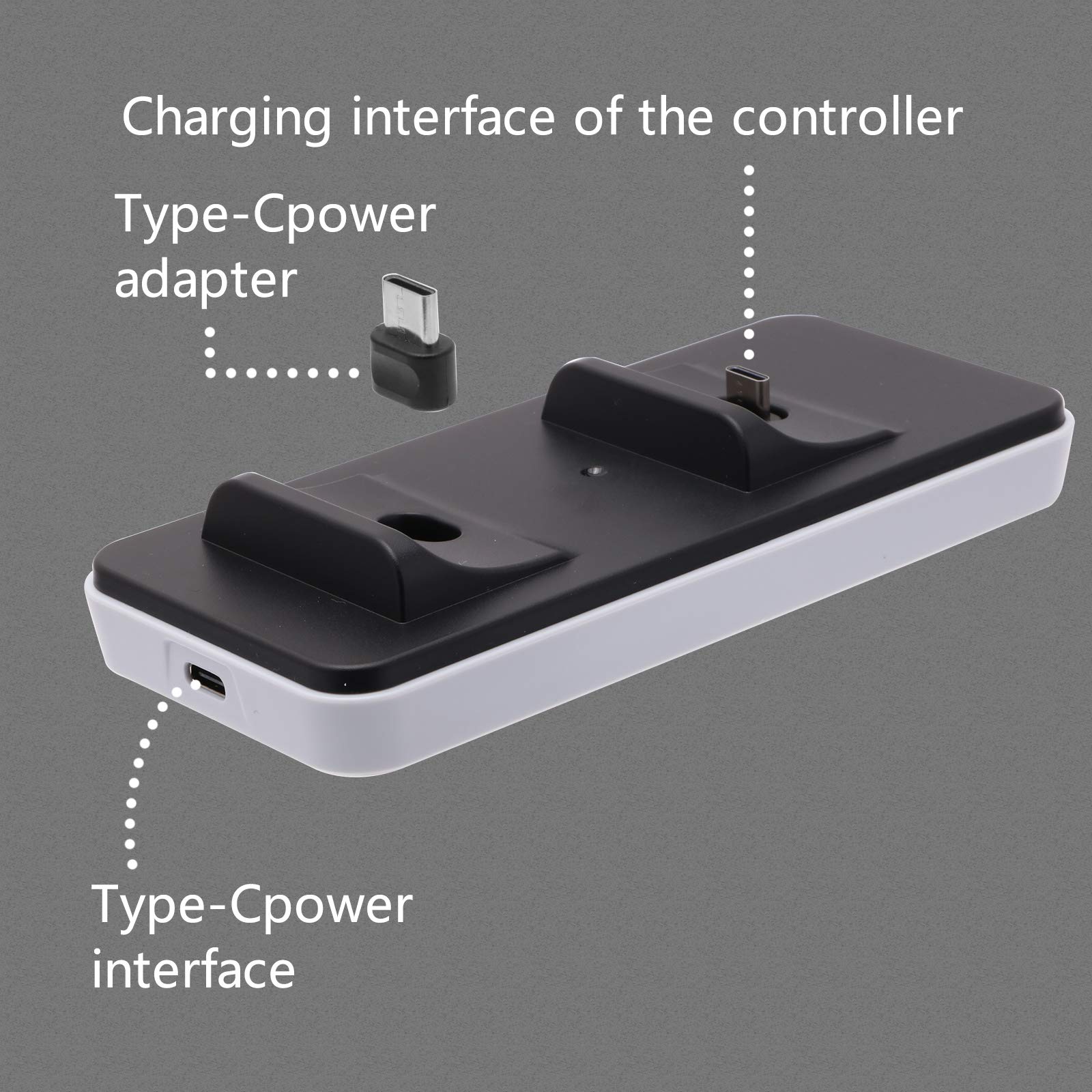 ECHZOVE PS5 Controller Charger, PS5 Dual Sense Controller Charging Station, PS5 Controller Dock Charger with Two Type-C Adapter