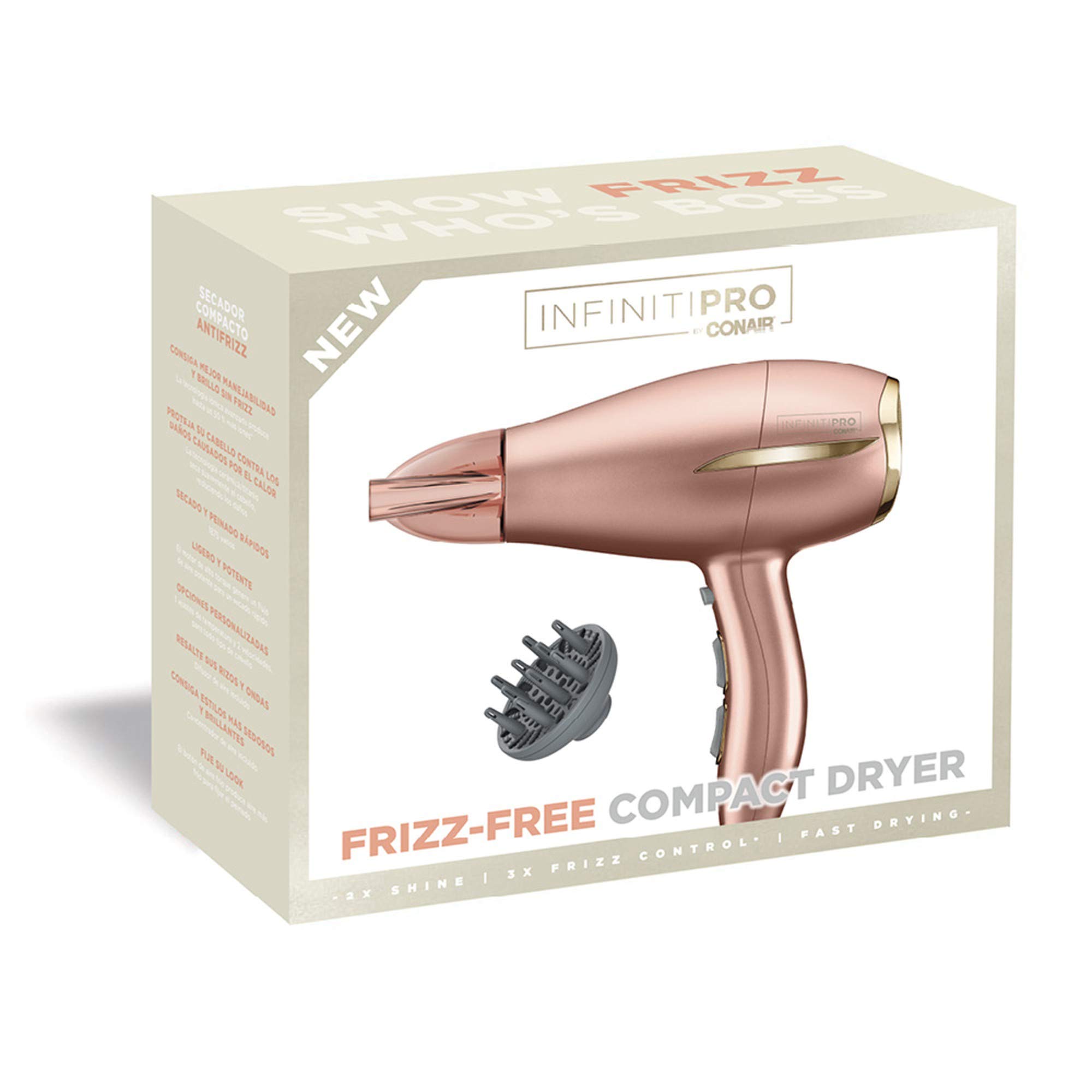 INFINITIPRO BY CONAIR Frizz Free Compact Hair Dryer ~ 2x the Shine - 3x the Frizz Control