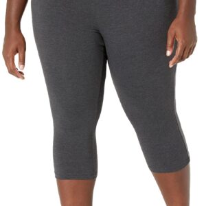 Spalding Women's Essential Capri Legging | Comfortable 4-Way Stretch Athletic Pants | High-Waist Charcoal Heather | Medium