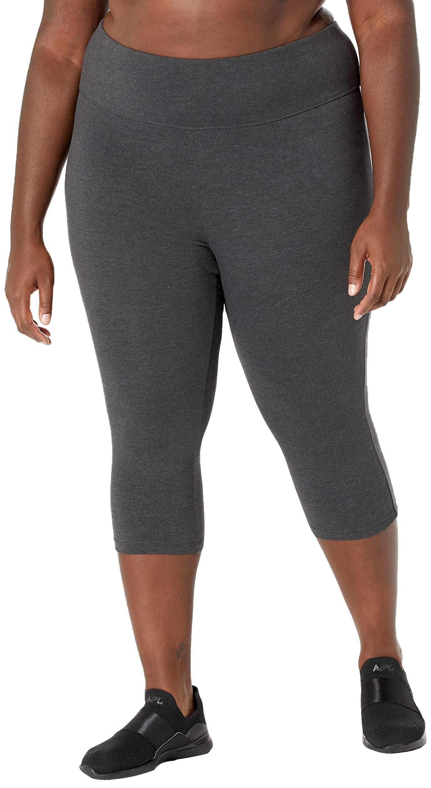 Spalding Women's Essential Capri Legging | Comfortable 4-Way Stretch Athletic Pants | High-Waist Charcoal Heather | Medium