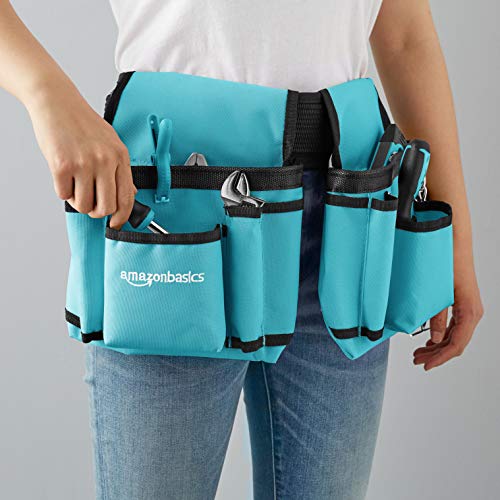 Amazon Basics Tool Belt, Adjustable Waist Strap 22 to 44 inches, Turquoise