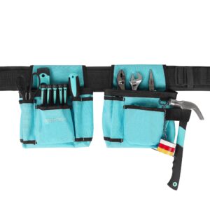 Amazon Basics Tool Belt, Adjustable Waist Strap 22 to 44 inches, Turquoise