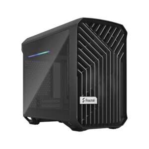 fractal design torrent nano black - dark tint tempered glass side panels - open grille for maximum air intake - 180mm pwm fan included - type c - mitx airflow mini tower pc gaming case