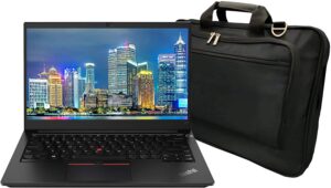 lenovo thinkpad e14 gen 2-are 20t6002lus 14 inch notebook pc bundle with ryzen 5 4500u, 8gb ddr4, 256gb ssd, radeon graphics, webcam, stereo speakers, microphone, windows 10 pro, and laptop bag