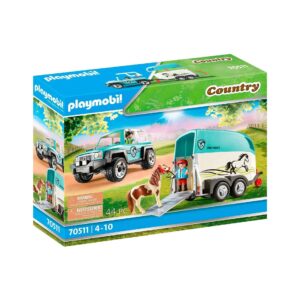 playmobil car with pony trailer