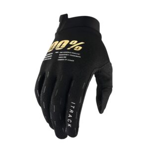 100% itrack ultralight motocross gloves - lightweight mx dirt bike & powersport racing protective gear(md - black)