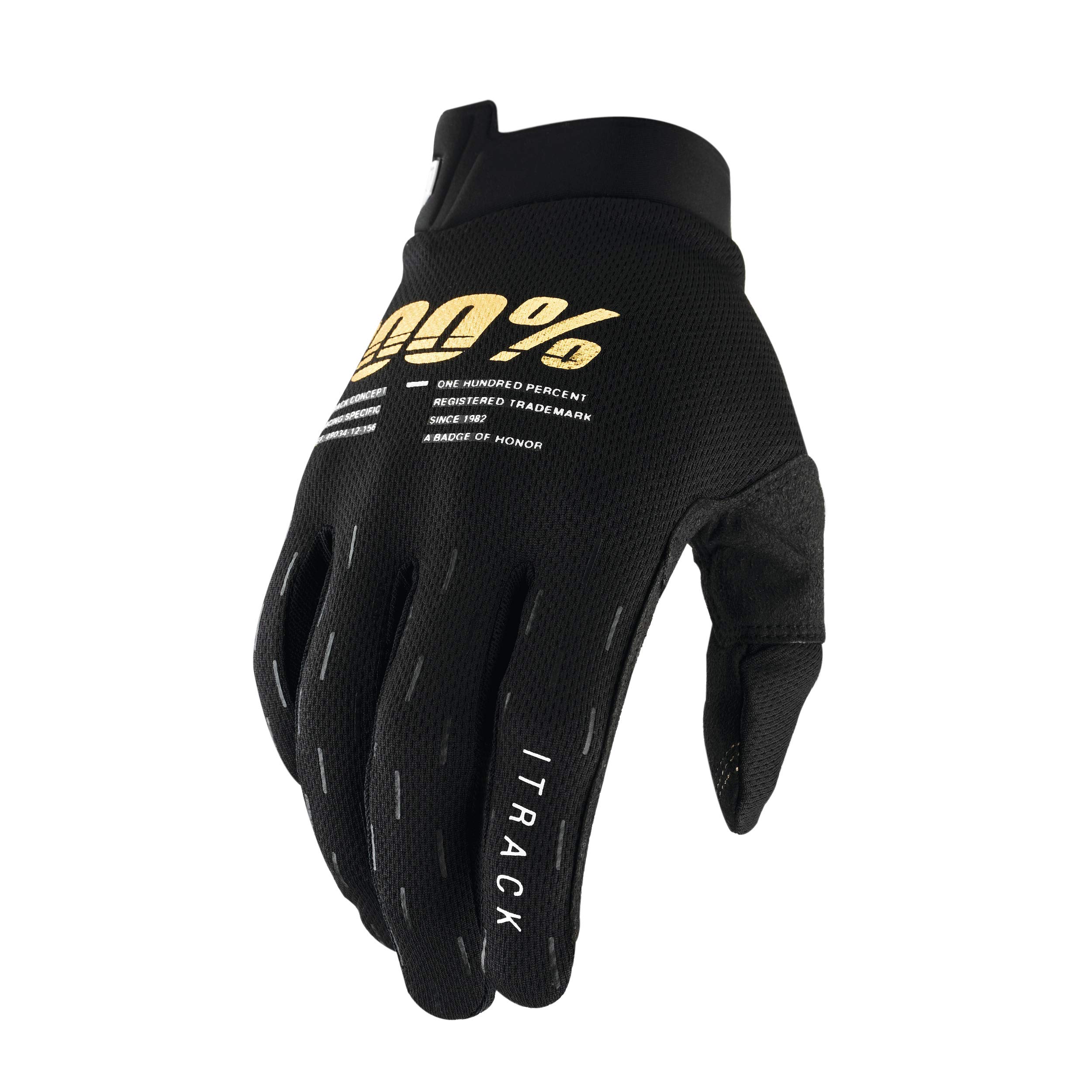 100% ITRACK Ultralight Motocross Gloves - Lightweight MX Dirt Bike & Powersport Racing Protective Gear(MD - Black)