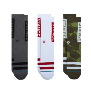 stance crew the og socks [3 pack] (large, camo)